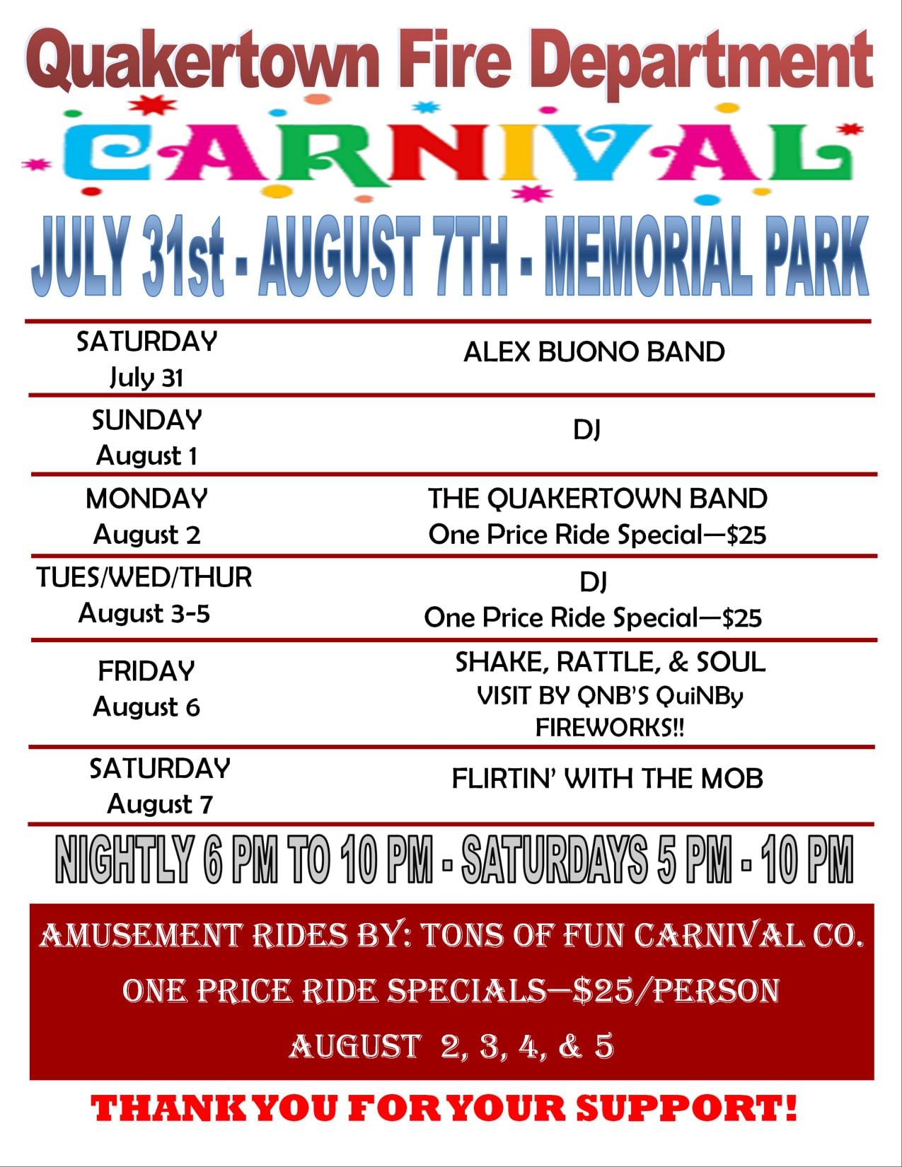 Quakertown Fire Dept Carnival 2021 - Quakertown, PA | PA Carnivals Quakertown Fire Dept Carnival 2021 - Quakertown, PA | PA Carnivals